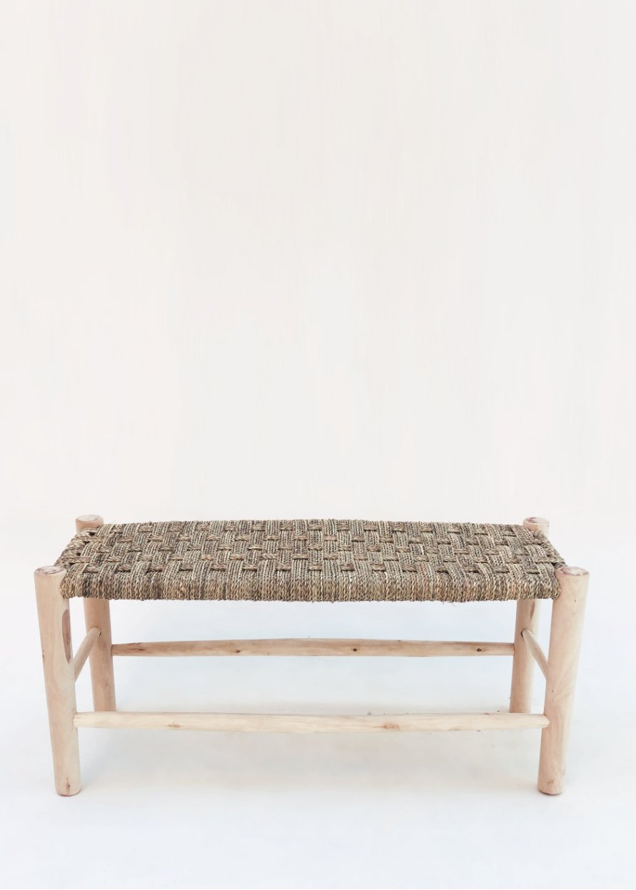 Woven wicker bench store